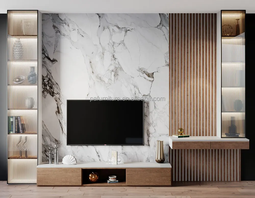 Pa Modern Luxury Complet Moderne Tv Stand With Console Set For Living ...