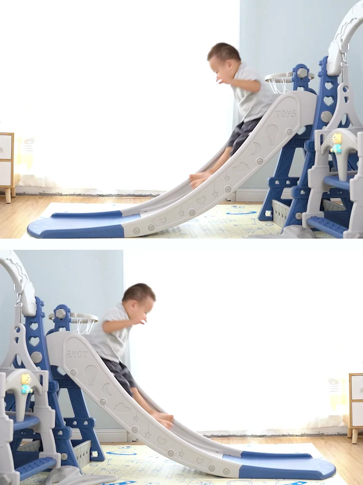 Children Slide Swing Basketball Hoop Multi-function Plastic Slides For ...