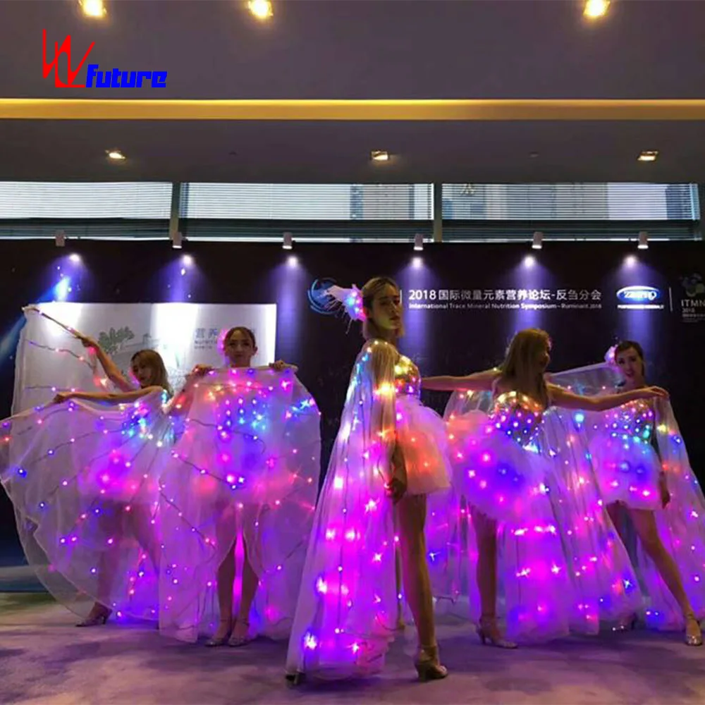 Future Fiber-Optic Fluorescent Wings Dance Dress - Fashion & Performance