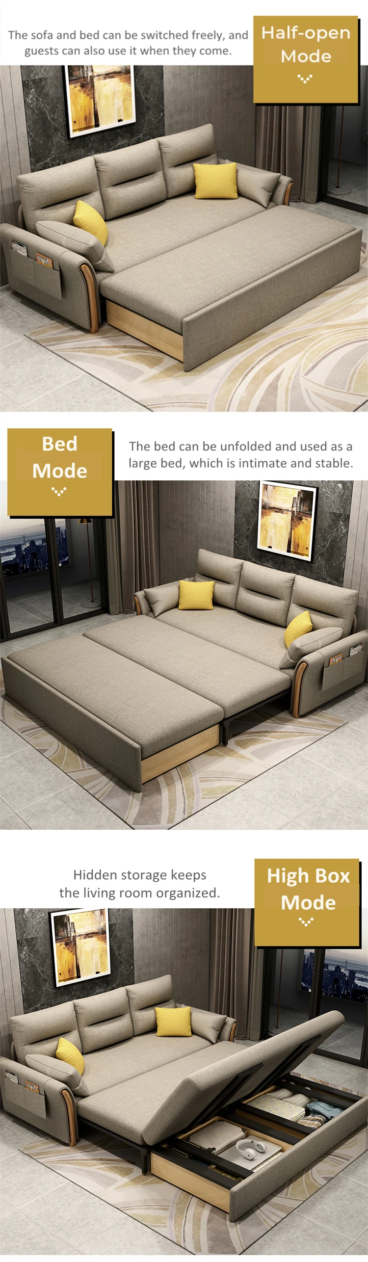 Modular Modern Furniture Solid Wood Frame Sofa Sectional Fabric Sofa ...