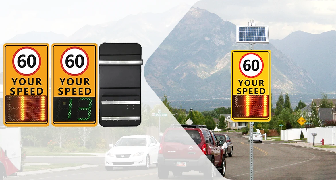 3 Digit Outdoor LED Traffic Radar Speed Sign - Solar Powered