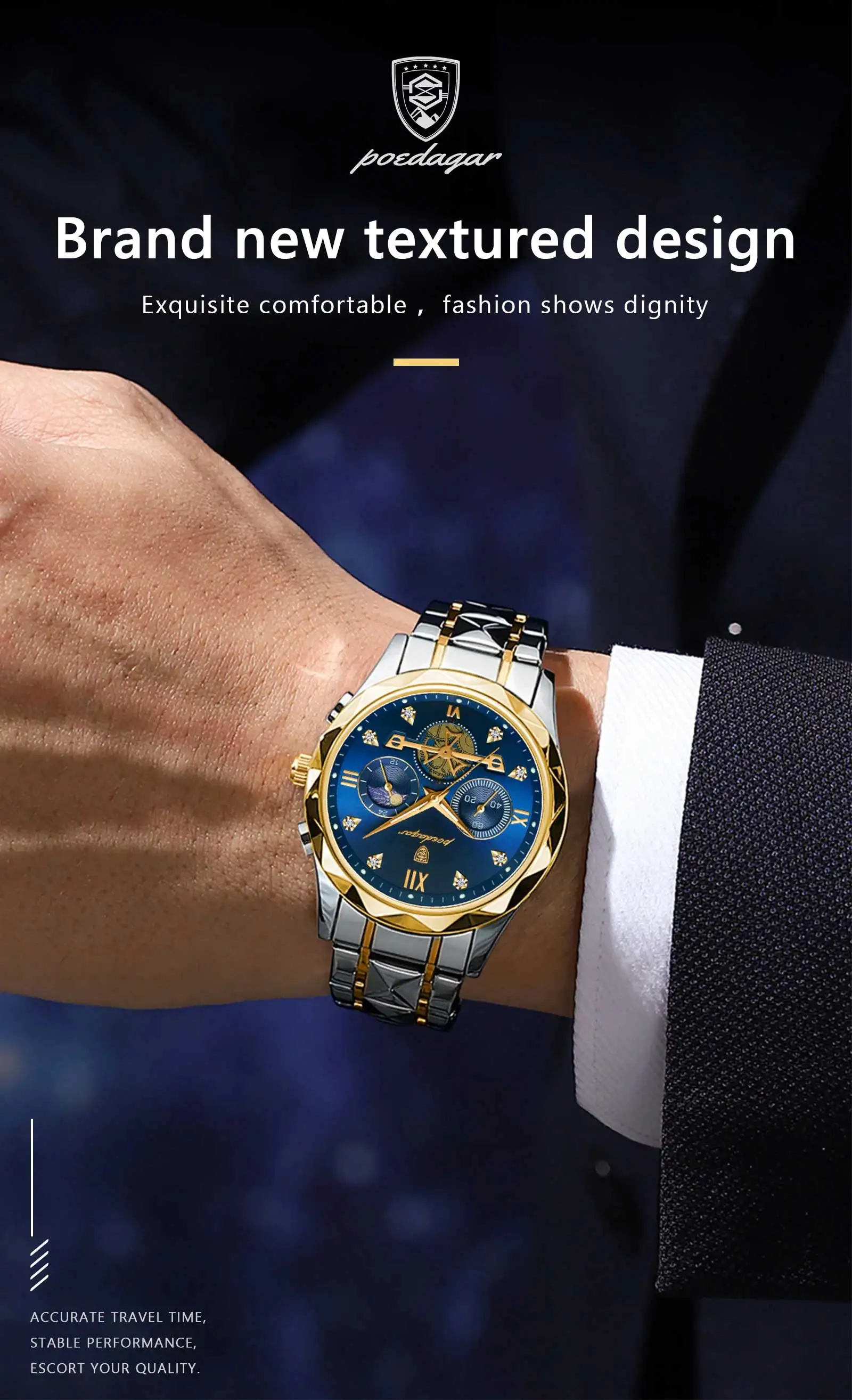 POEDAGAR 996 Men's Luxury Chronograph Watch, Waterproof Quartz ...
