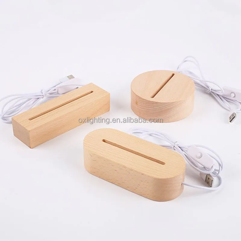 Wood Lamp Led Light Base Solid Wood Led Lamp Base Holder Stand 3d Led ...