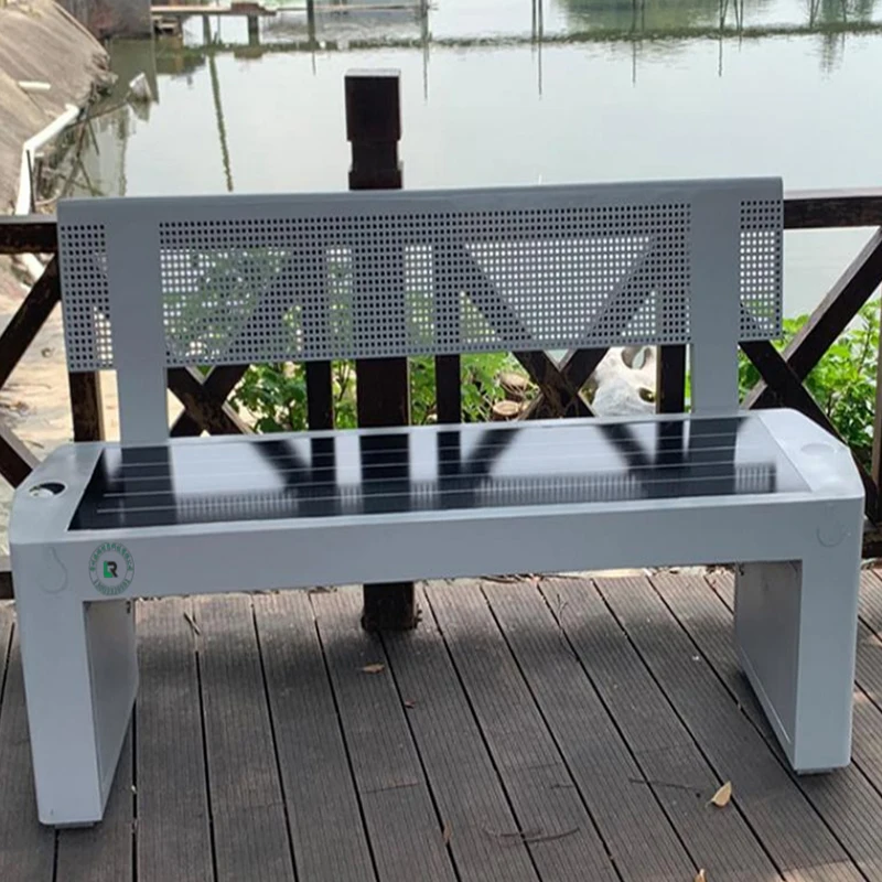 Smart Solar Bench Stainless Steel Solar Smart Outdoor Park Bench Solar ...