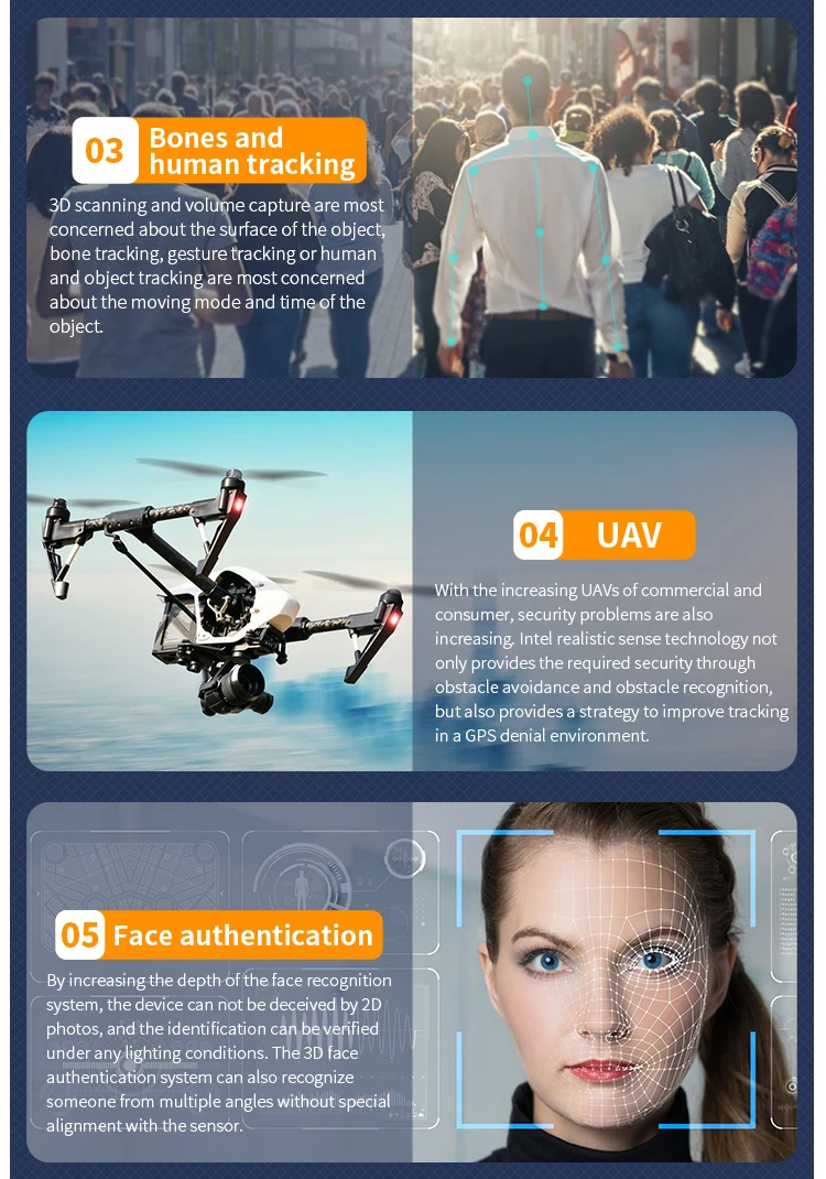 High-resolution image sensor Intel RealSense Depth Camera D435i D455 ...