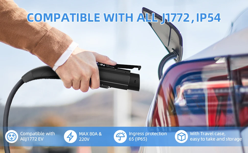 Vehicle (ev) Chargers Ev Charging Adapter 80a 250v Tesla To Sae J1772 ...