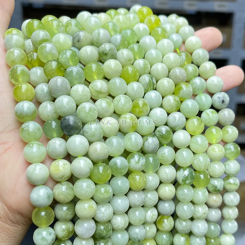 JD 10mm Round Green Serpentine Gemstone Beads for Jewelry