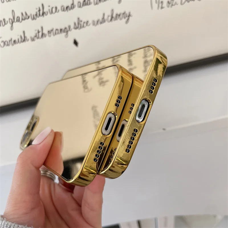 Luxury 24k Gold Plated Tempered Glas Mirror Acrylic Shockproof Hard ...