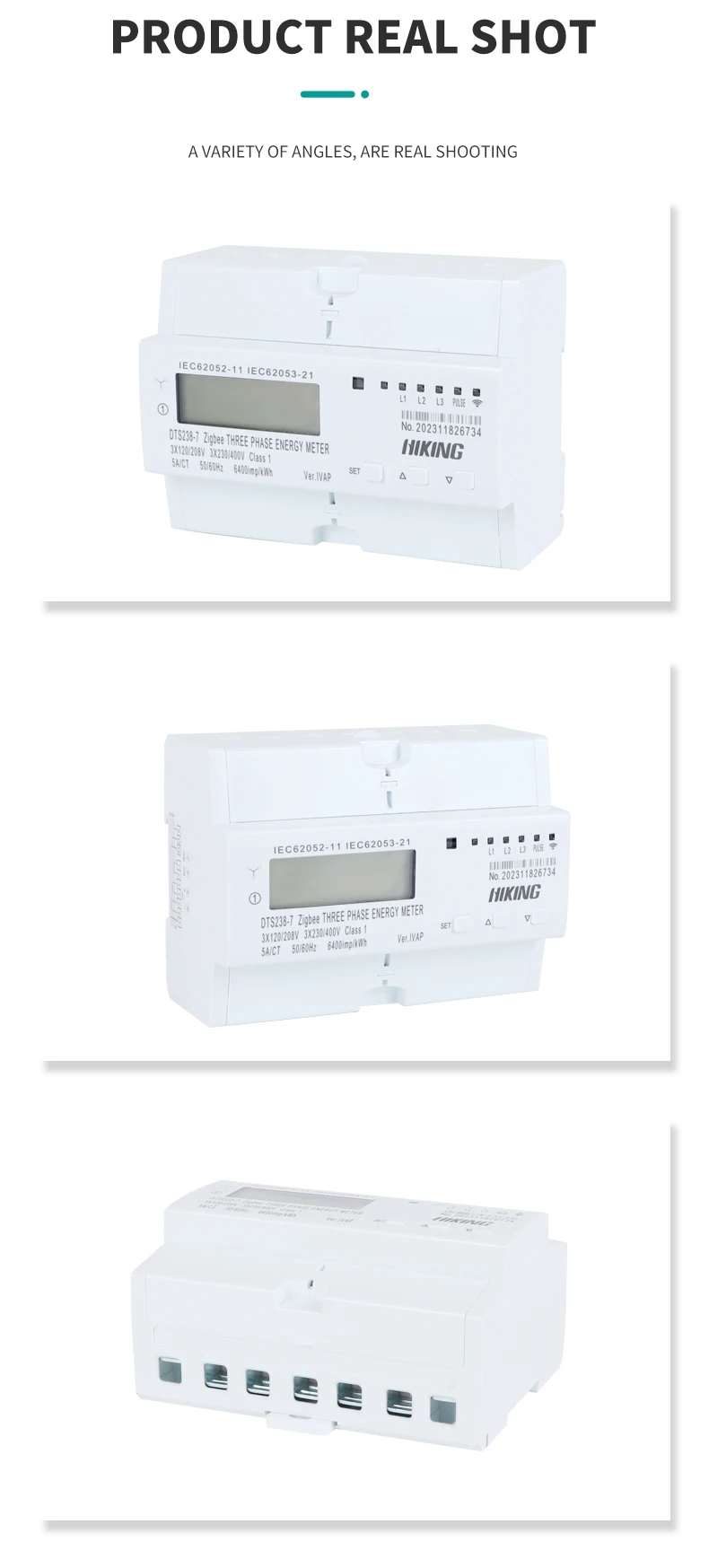 Ct Indirect Connection Zigbee Kwh Meter Tuya App Three Phase Energy ...
