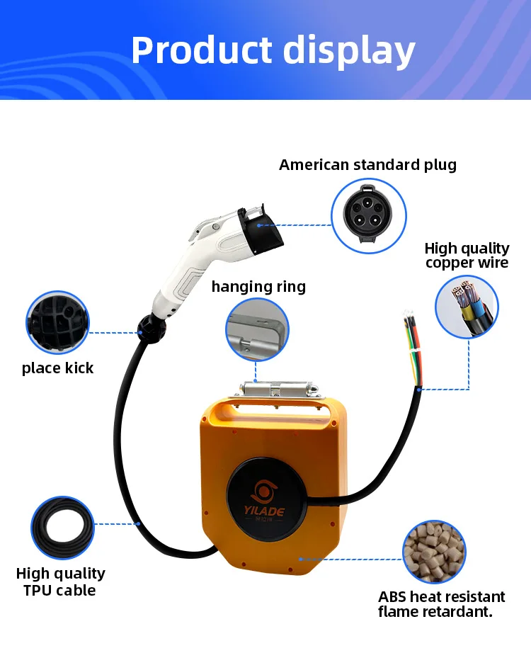3 Phase Ev Charging Cable Reel Retractable Charging Cable Type 2 To ...
