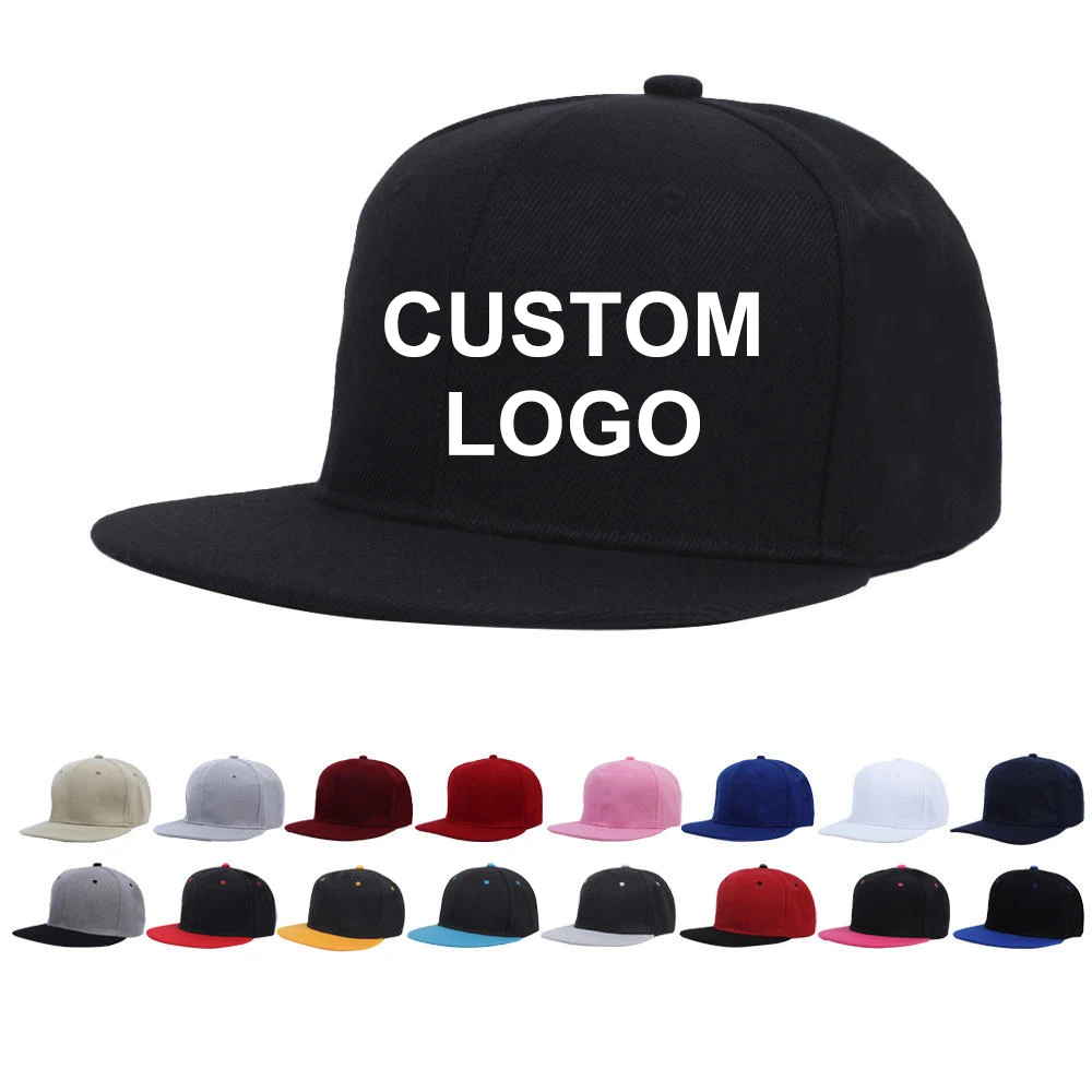 Custom Logo Polyester Blank Flat Brim Snap Back Lined Hat