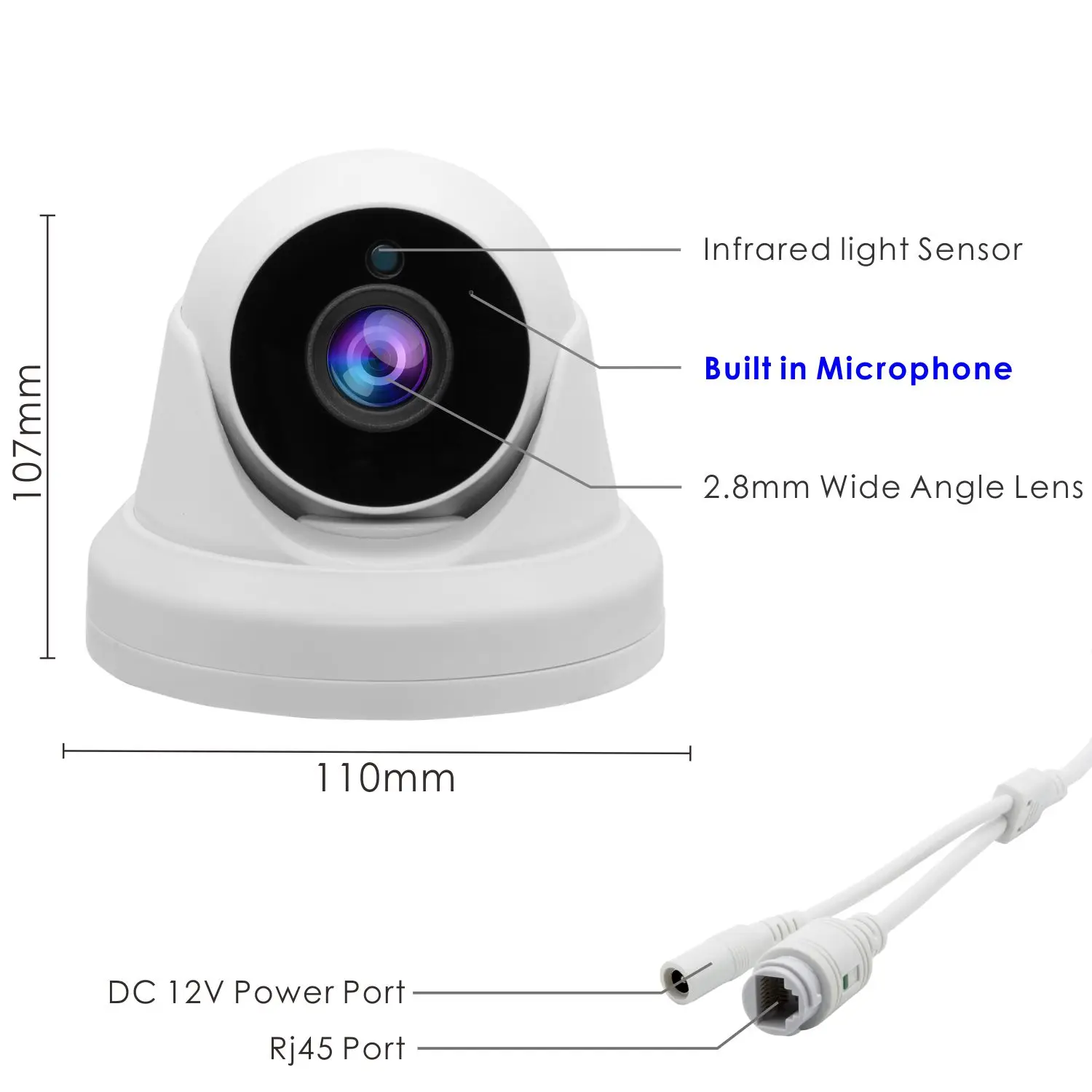 8MP 4K Dome Mini Turret Case Waterproof P2P POE Camera