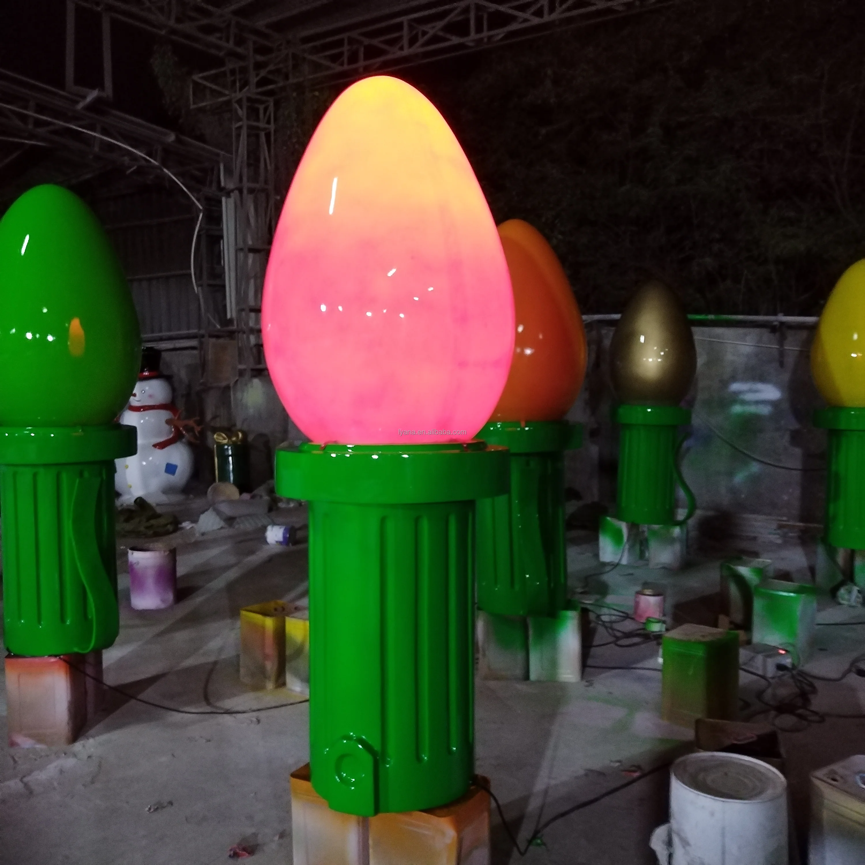 Commercial Fiberglass 6ft Giant RGB LED C7 Outdoor Christmas Bulb ...