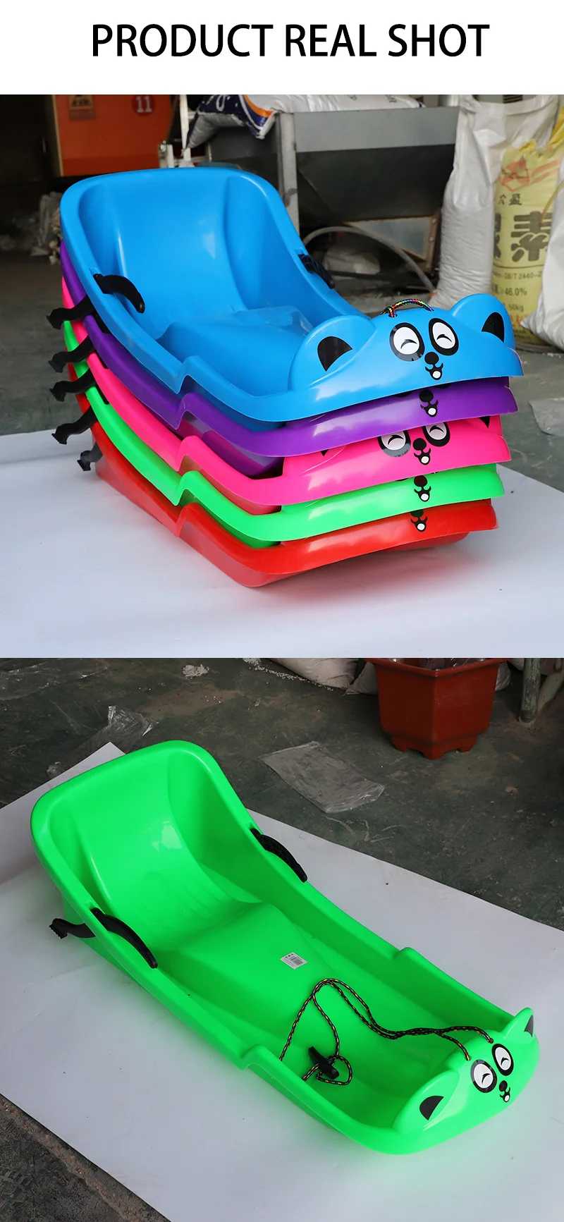 Winter Outdoor Durable Plastic Snow Sled Fun Snow Sledding Children ...