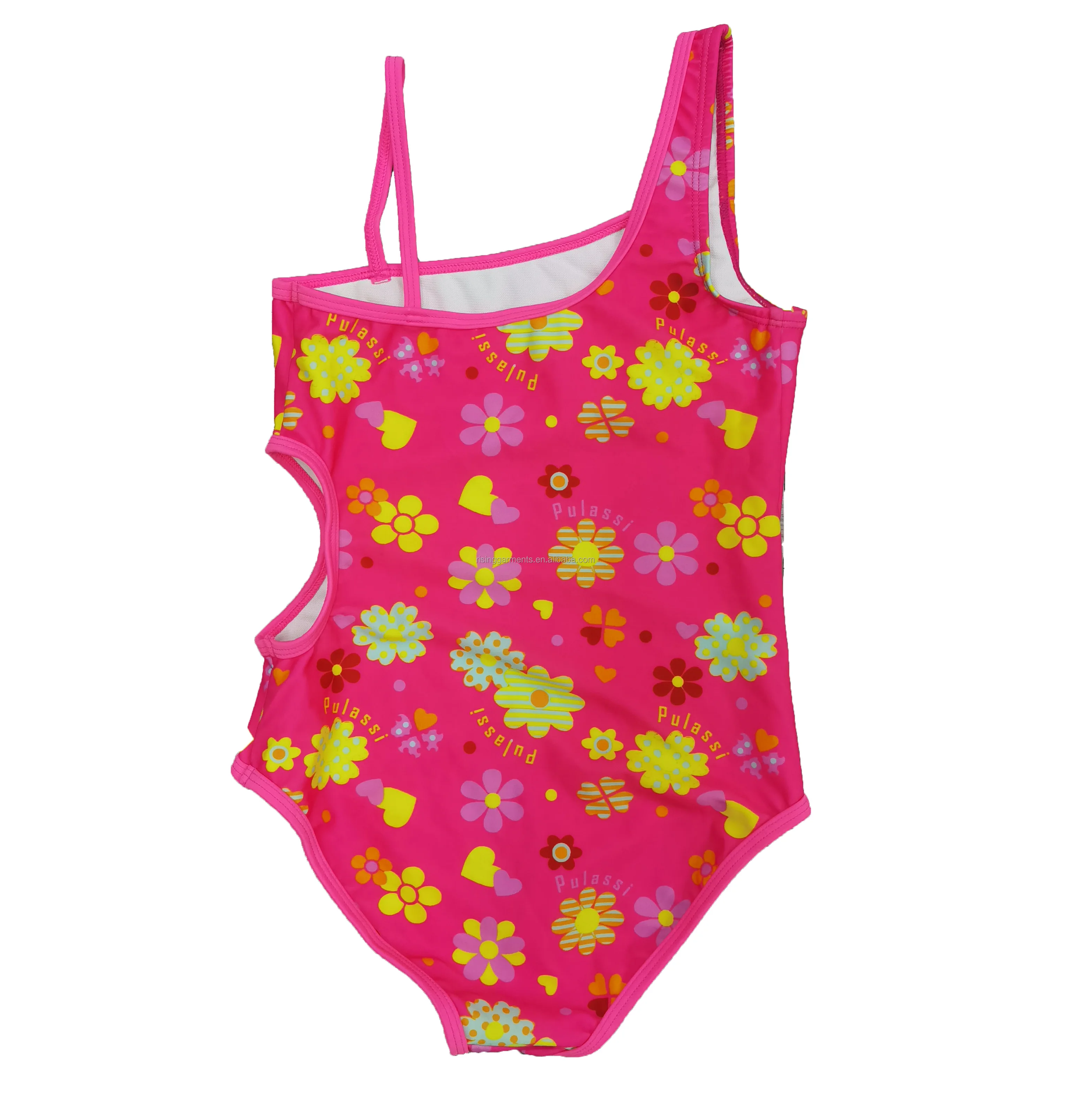 2024 Custom Girl's 1 Pc Swimsuit One Shoulder Cut Out At Side For ...