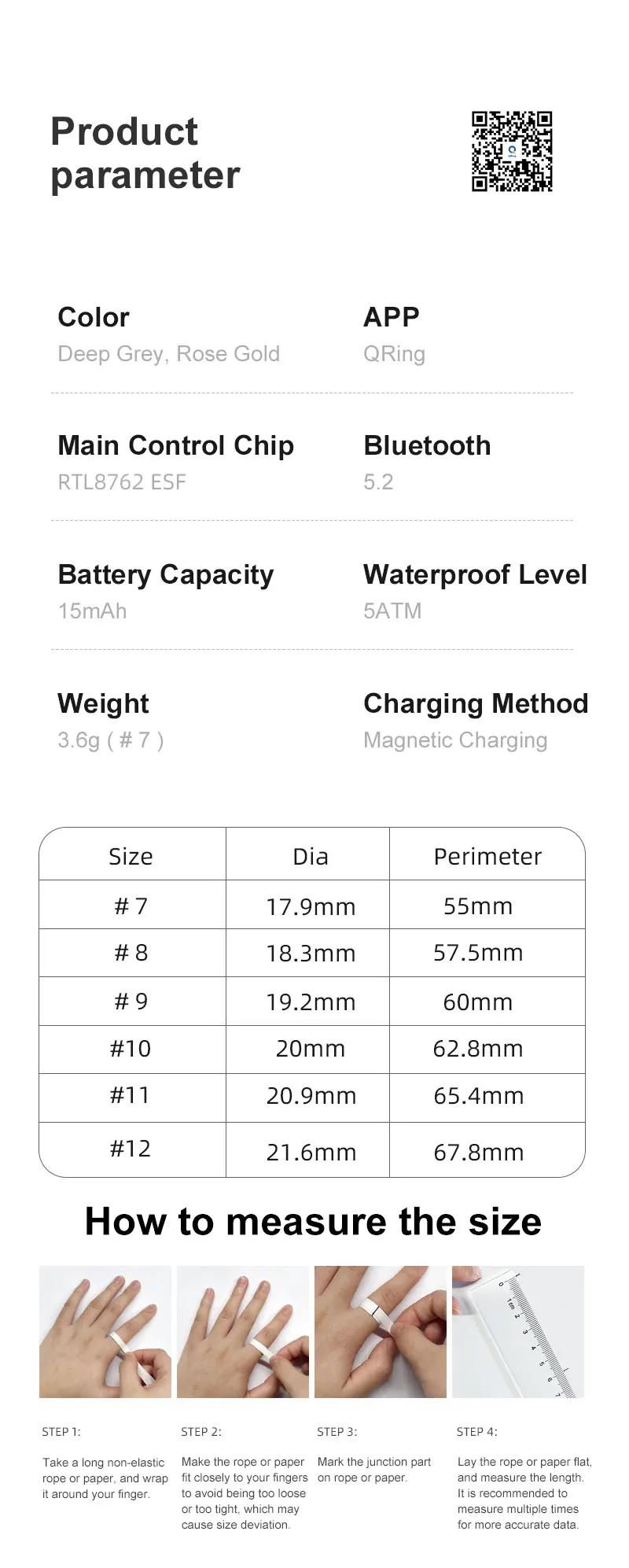 Yawell Custom OEM SDK Smart Finger Ring HRV Heart Rate Monitor