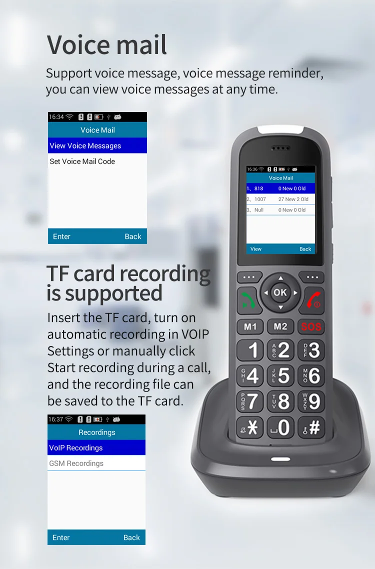 Sasincomm S08 Wireless Voip Phone - Elderly Cordless Option