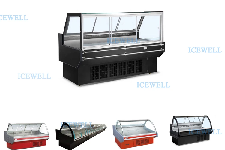 Customized Commercial L Shape Fridge Cabinet Showcase Meat Deli Display ...