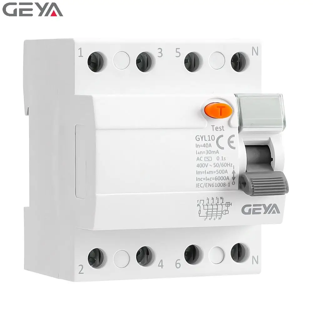 GEYA GYL10 3 Phase ELCB 10mA Residual Current Circuit Breaker 40A 4P ...