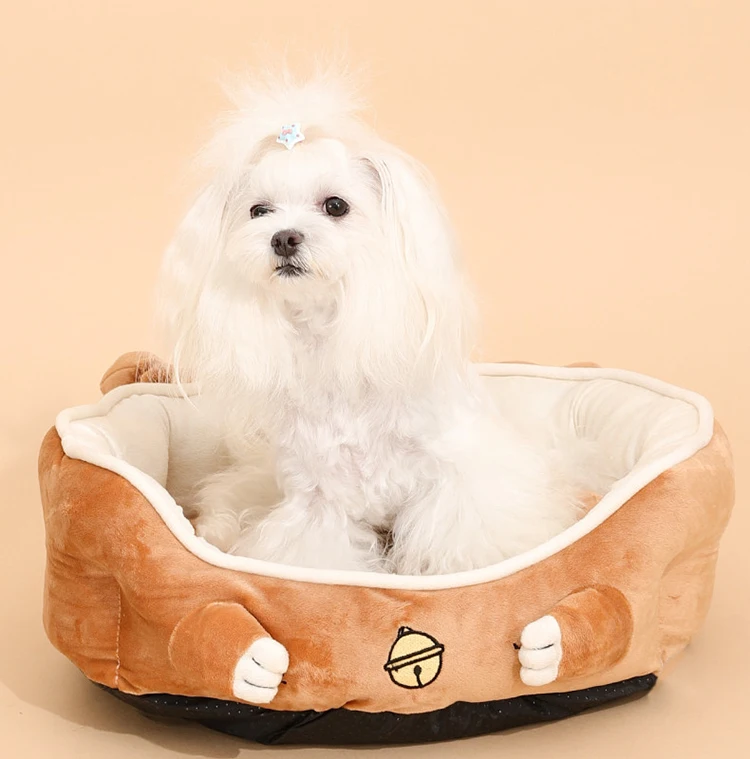 2021new Cute Cartoon Shape Round Kennel Soft Fabric Bottom Slip ...