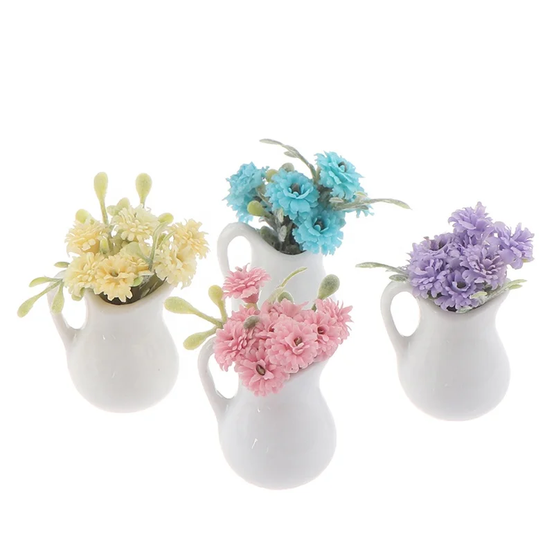 1pc 1:12 Doll House Miniature Flowers Fairy Garden Ornament Mini Potted ...
