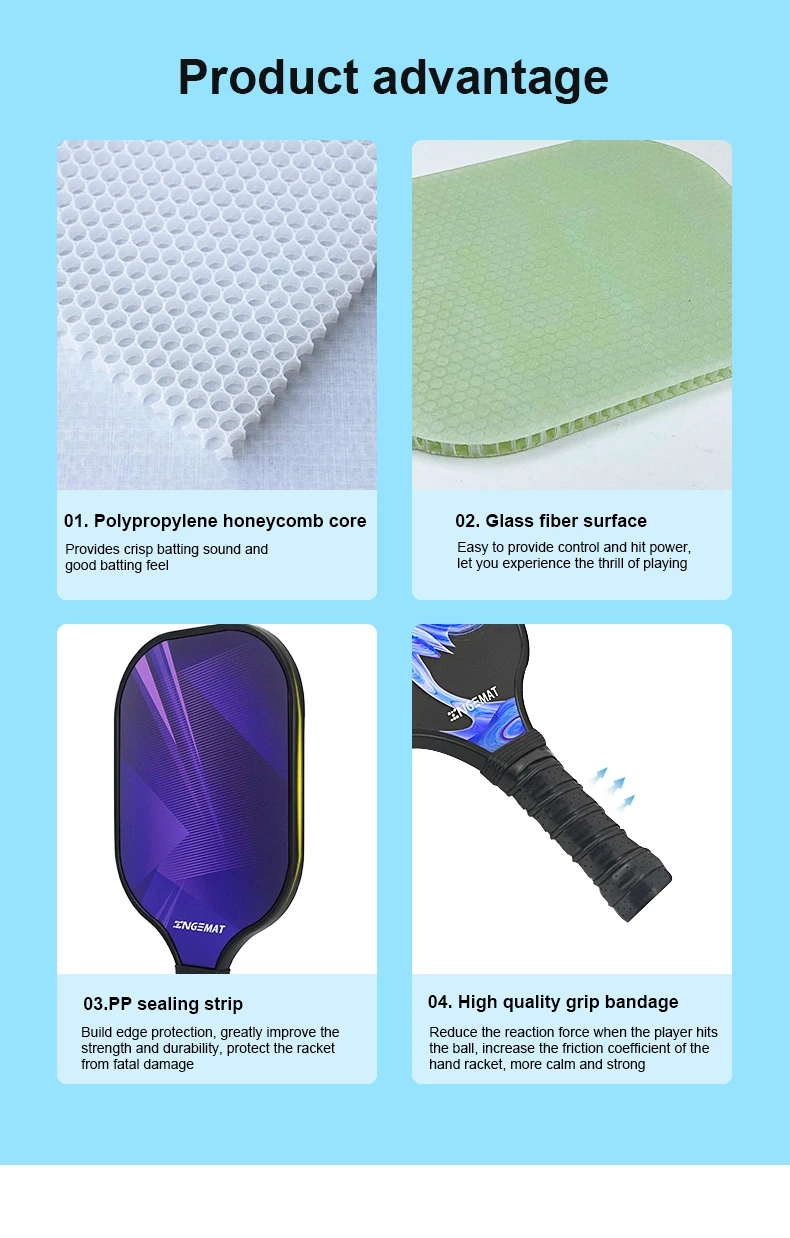 Pickleball Paddle Racket Pp Honeycomb Pickleball Paddle Fiberglass Set ...