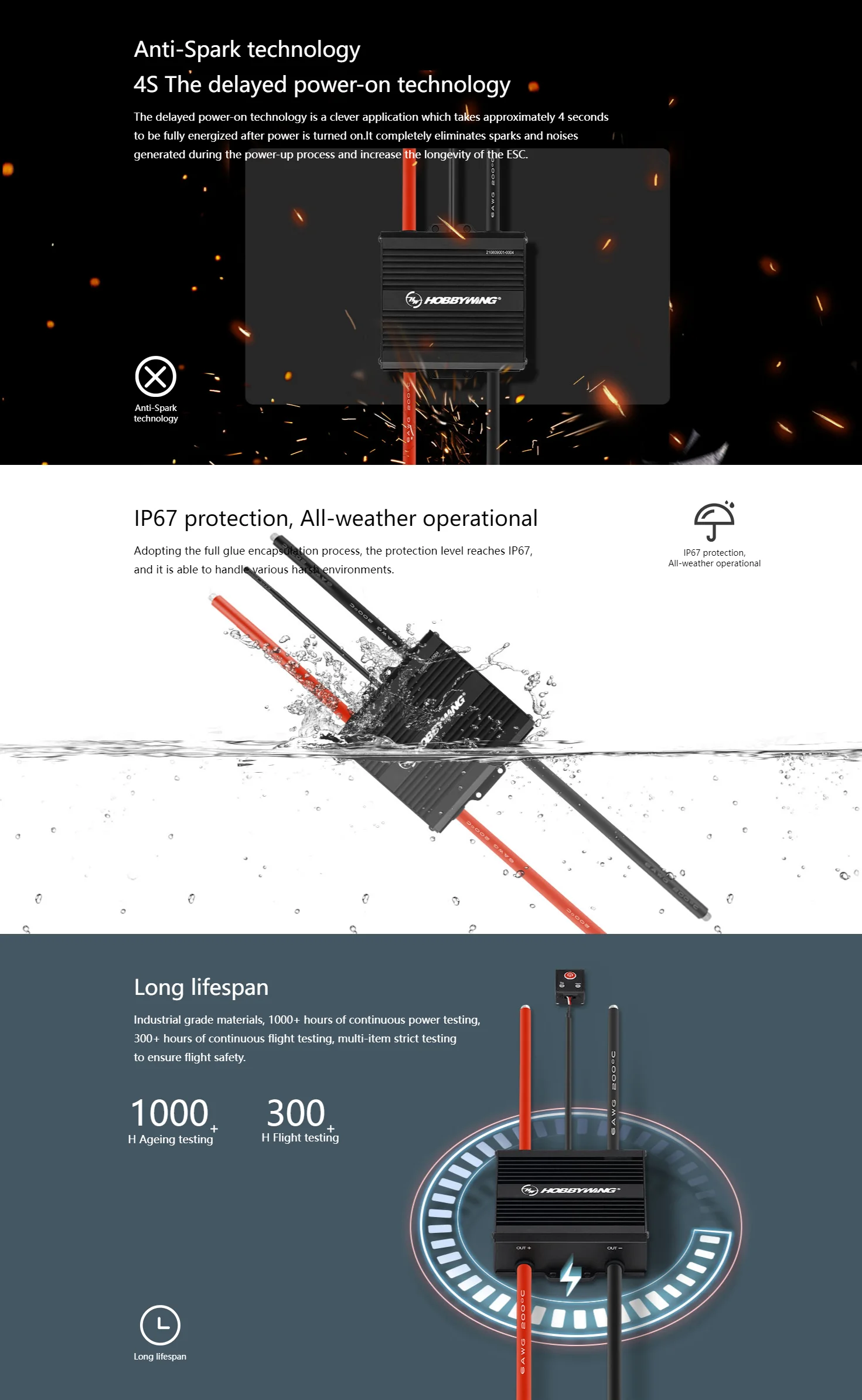 Hobbywing 300a-14s/18s Battery Maximum High Voltage Flameproof Module ...