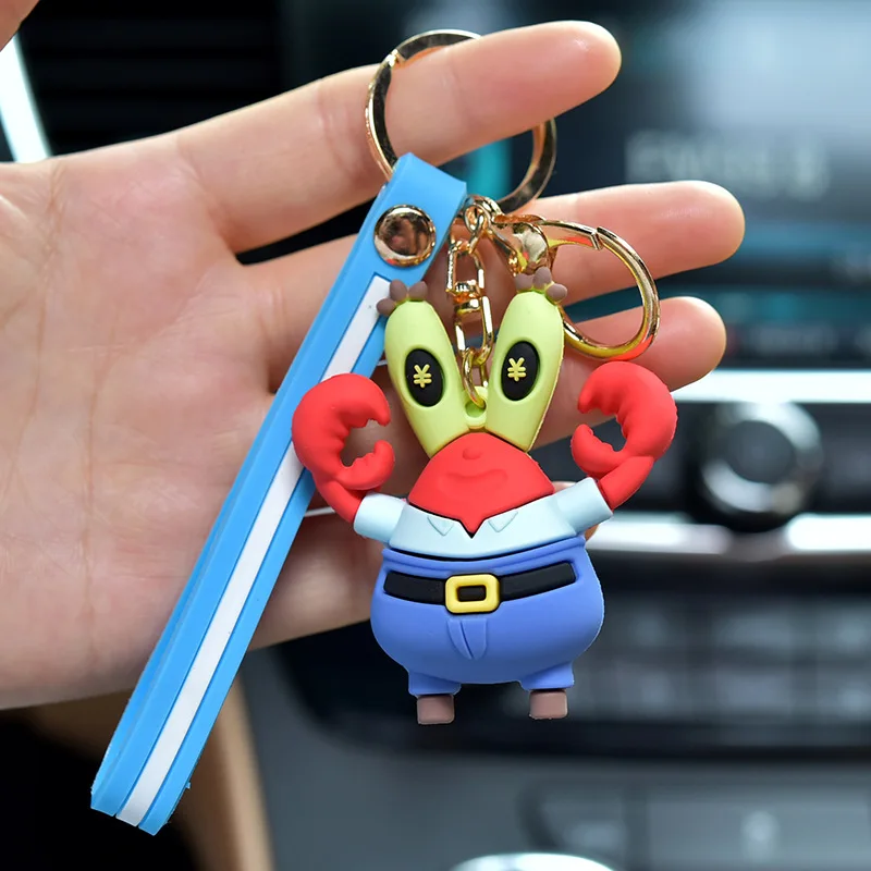 Keychain Sponge Doll Car Key Bag Accessories Cute Cartoon 3D Patrick ...