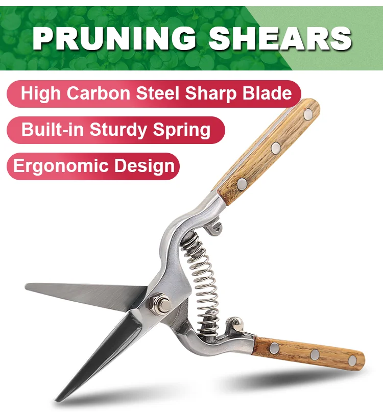Sunshine Wood Handle 8'' Garden Shear,Plant Pruning Scissors Garden ...