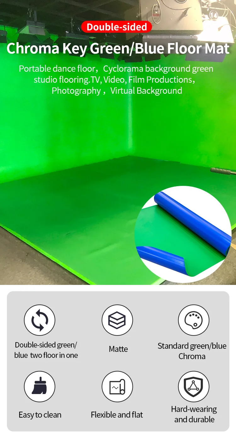 Background Backdrop Vinyl Virtual Studio Reversible Chroma Key Green ...