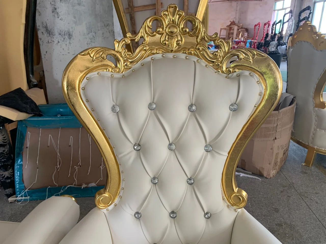 Kids Throne Chairs Party Children, White and Gold Event