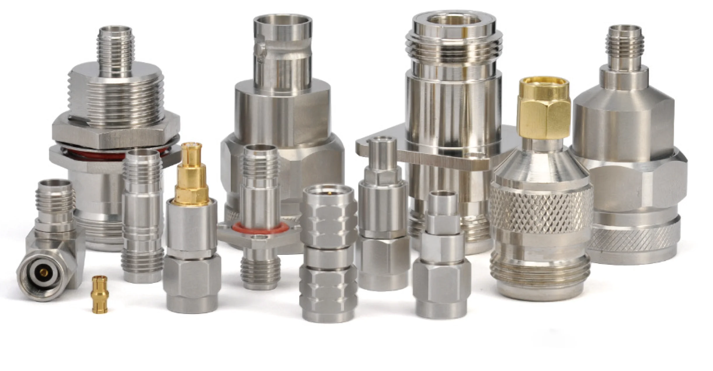 High Frequency Millimeter Wave 2.4mm Female to 2.4mm Female Adapter with 4 Hole Flange Stainless ...