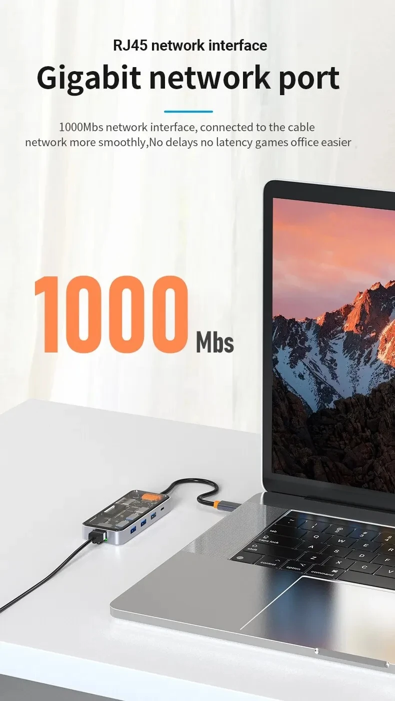 Transparent Type C 8-in-1 Docking Station Usb C Hub With 4k Hdtv,100w ...