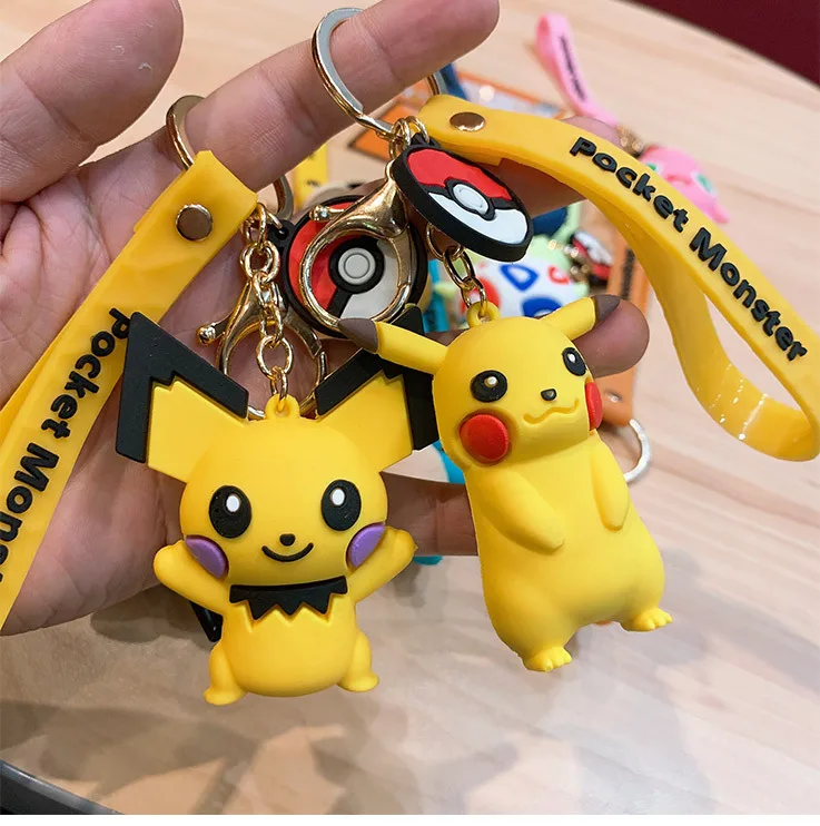 3d Pvc Kawaii Cute Cartoon Keyring Key Chain Ring Pika Chu Character ...
