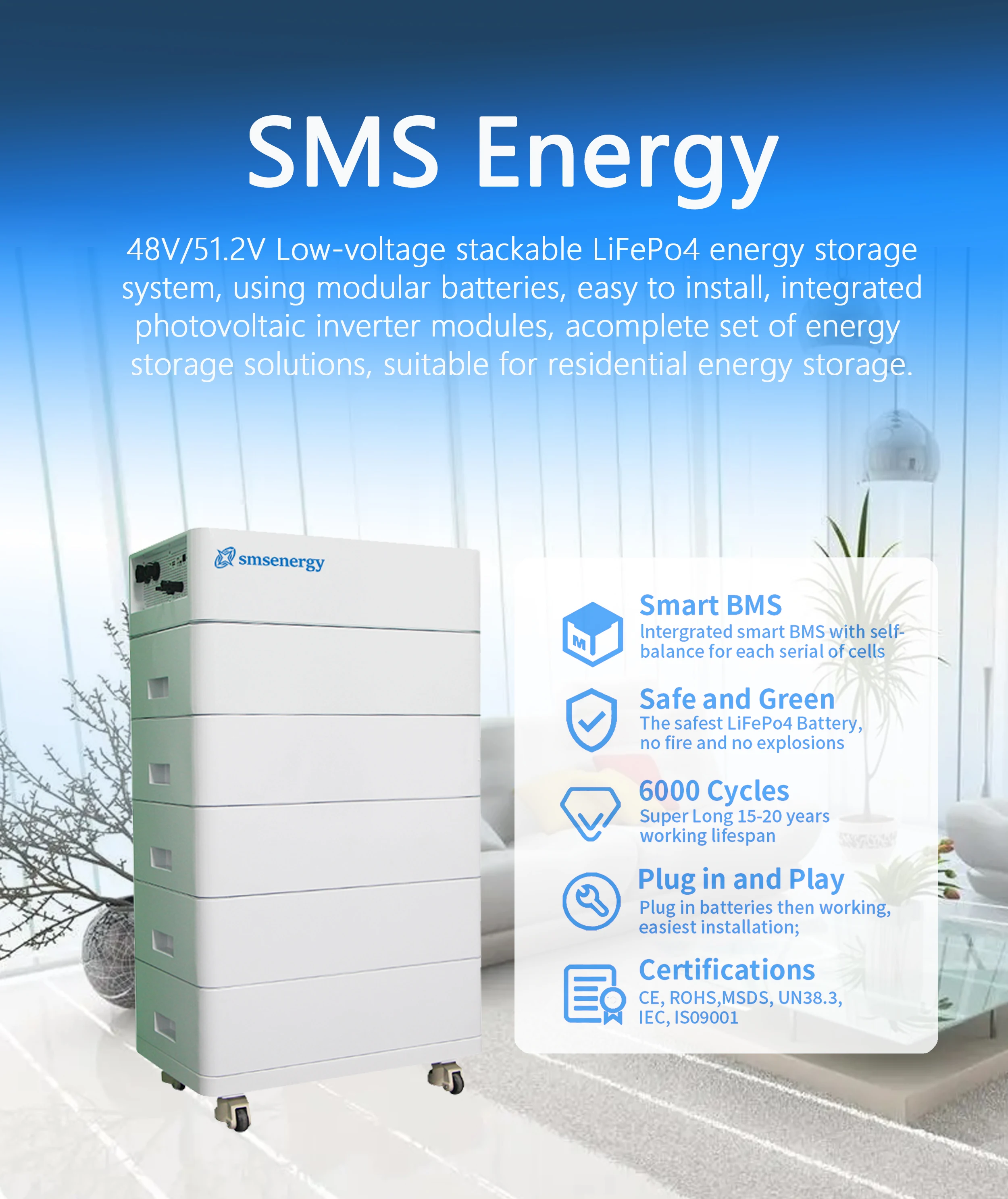 Stackable Batteries 48v 51.2v 10kwh 15kwh 20kwh 25kwh 30kwh Solar ...