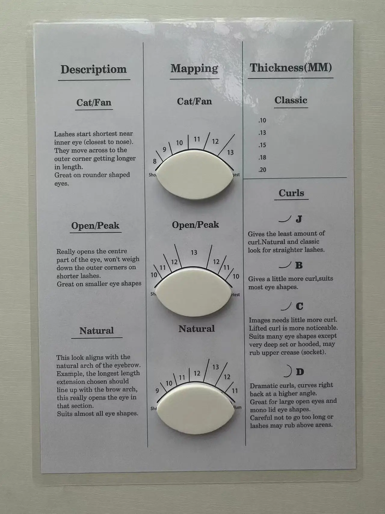 Lash Mapping Chart - Perfect for Eyelash Extension Practice
