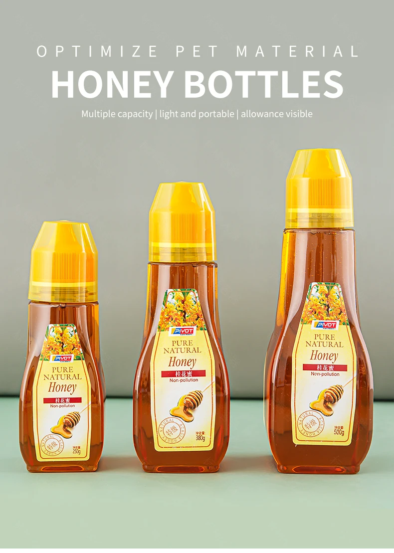 Easy To Squeeze Transparent Plastic Honey Bottles For Liquid Packaging ...