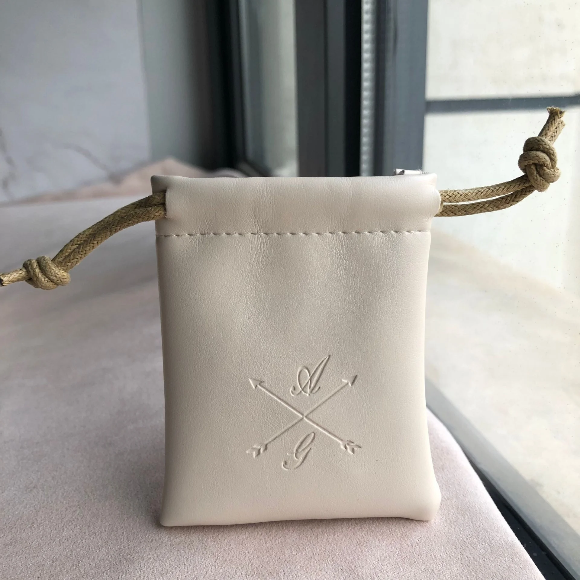 Custom Emboss Logo 7 X 9 Cm Luxury Soft Pu Leather Drawstring Bag ...