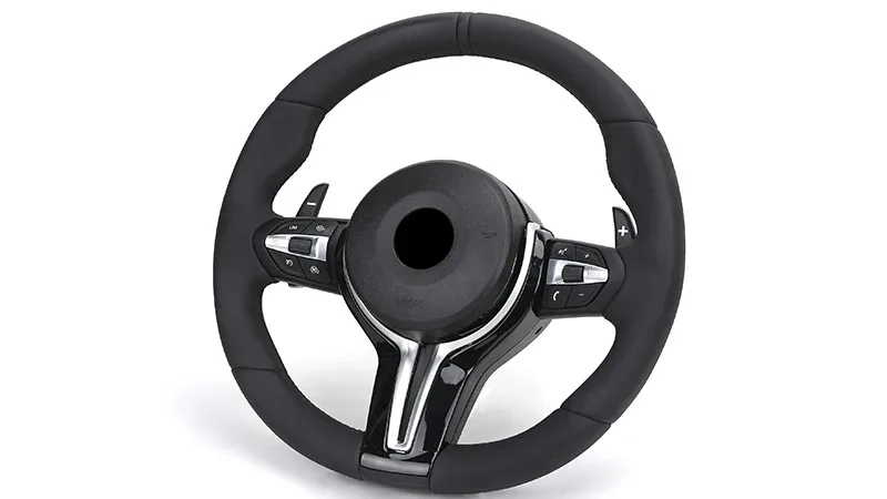 M Sport Glossy Black Carbon Fiber Trim Leather Steering Wheel For Bmw ...
