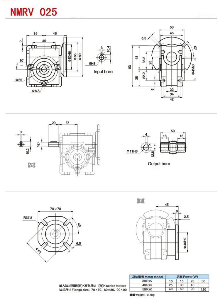 NMRV Worm Gearbox with Hollow Output Shaft - 12 Month Warranty