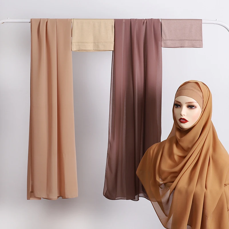 Underscarf Matching Color Inner Muslim Premium Chiffon Scarf