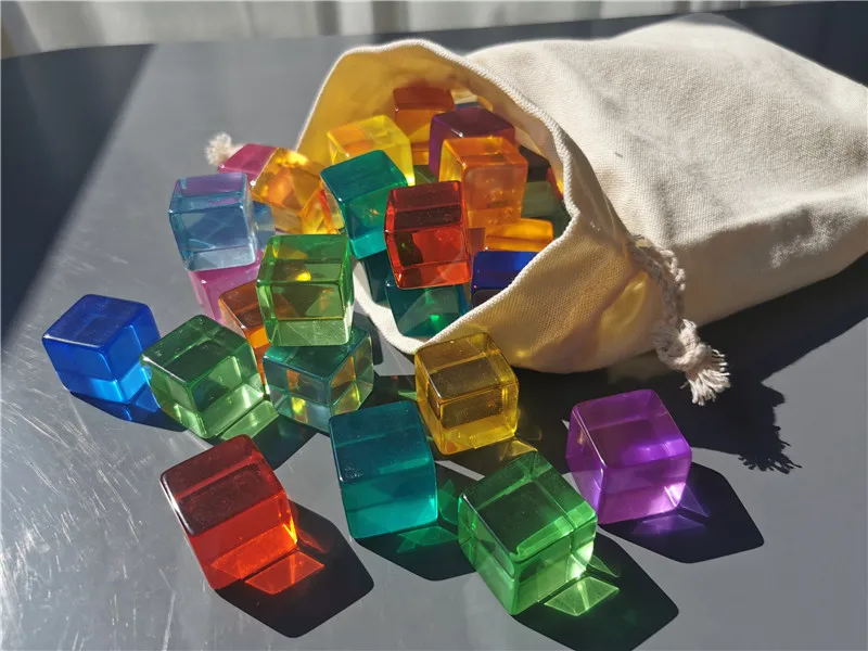 Rainbow Lucite Cube Stacking Building Blocks - Eco-Friendly Toys