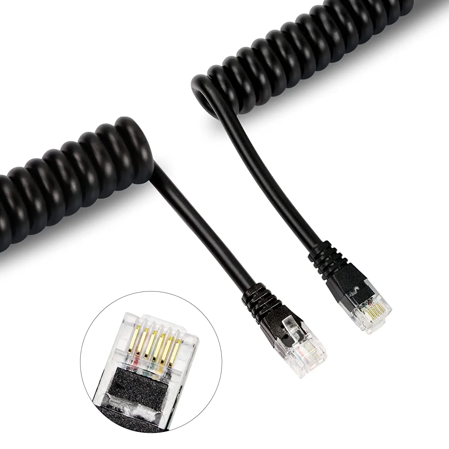 Handset Extension Spiral Core Rj12 Cord Telephone Cables Line Flat ...