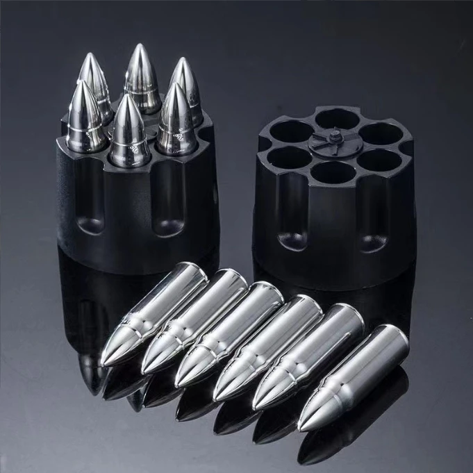 Custom Metal Whiskey Bullet Stones Reusable Ice Cube Set Stainless ...