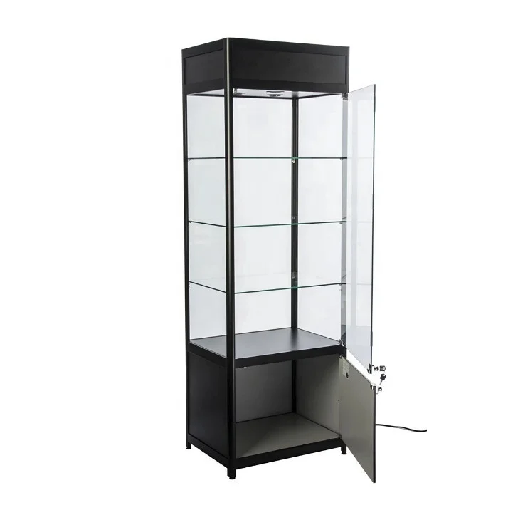Floor Standing Tower Display Showcase Wooden Tall Display Cabinet 3 ...