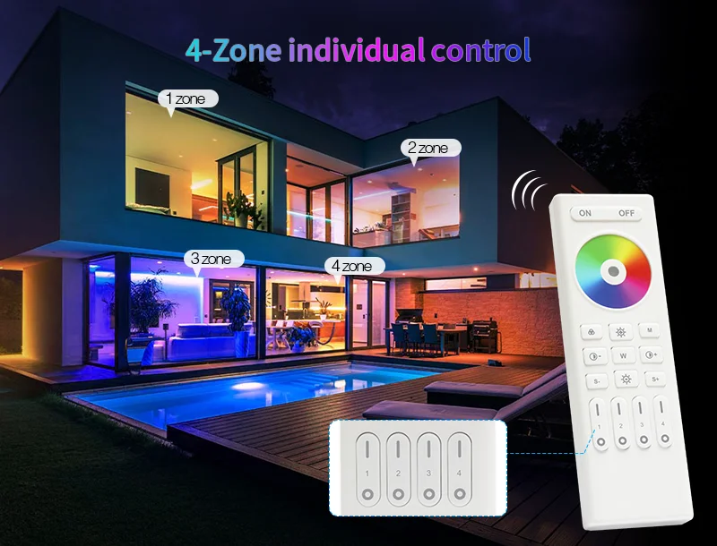 4 Zone Groups Control Led Strip Wireless Remote Controller For Multi ...