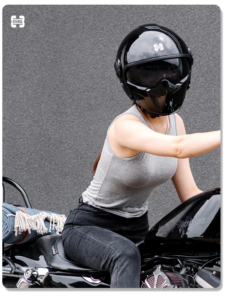 Cyril Vintage Retro Style Modular Full Face Motorcycle Helmet, ECE ...