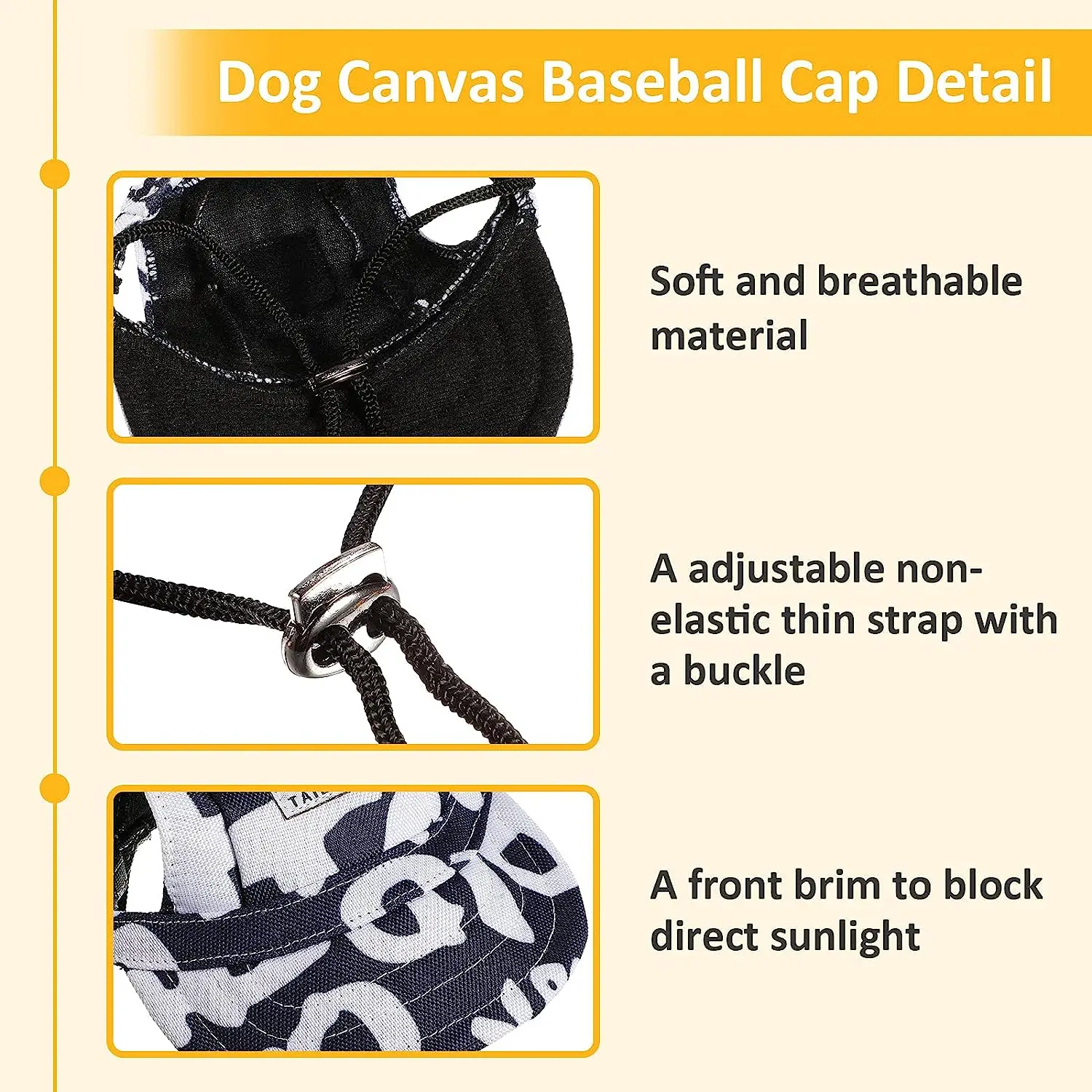Dog Baseball Cap Pet Outdoor Sports Hats Dogs Hat Canvas Visor Cap With ...