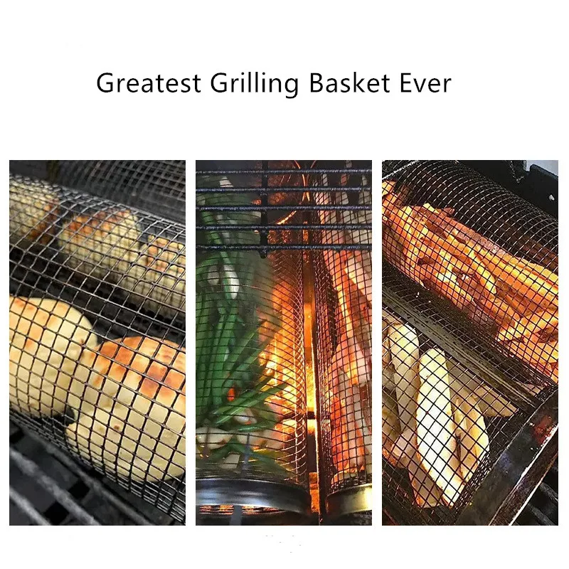 Popular Outdoor Camping Grilling Baskets Barbecue Cylinder Cage ...