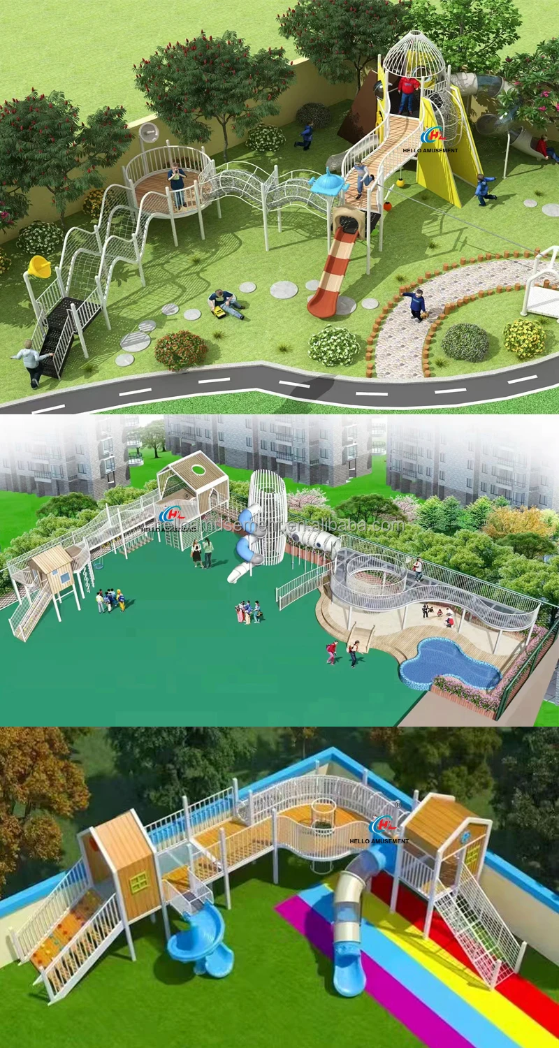Large Outdoor Stainless Steel Combination Slide Kindergarten Connecting ...